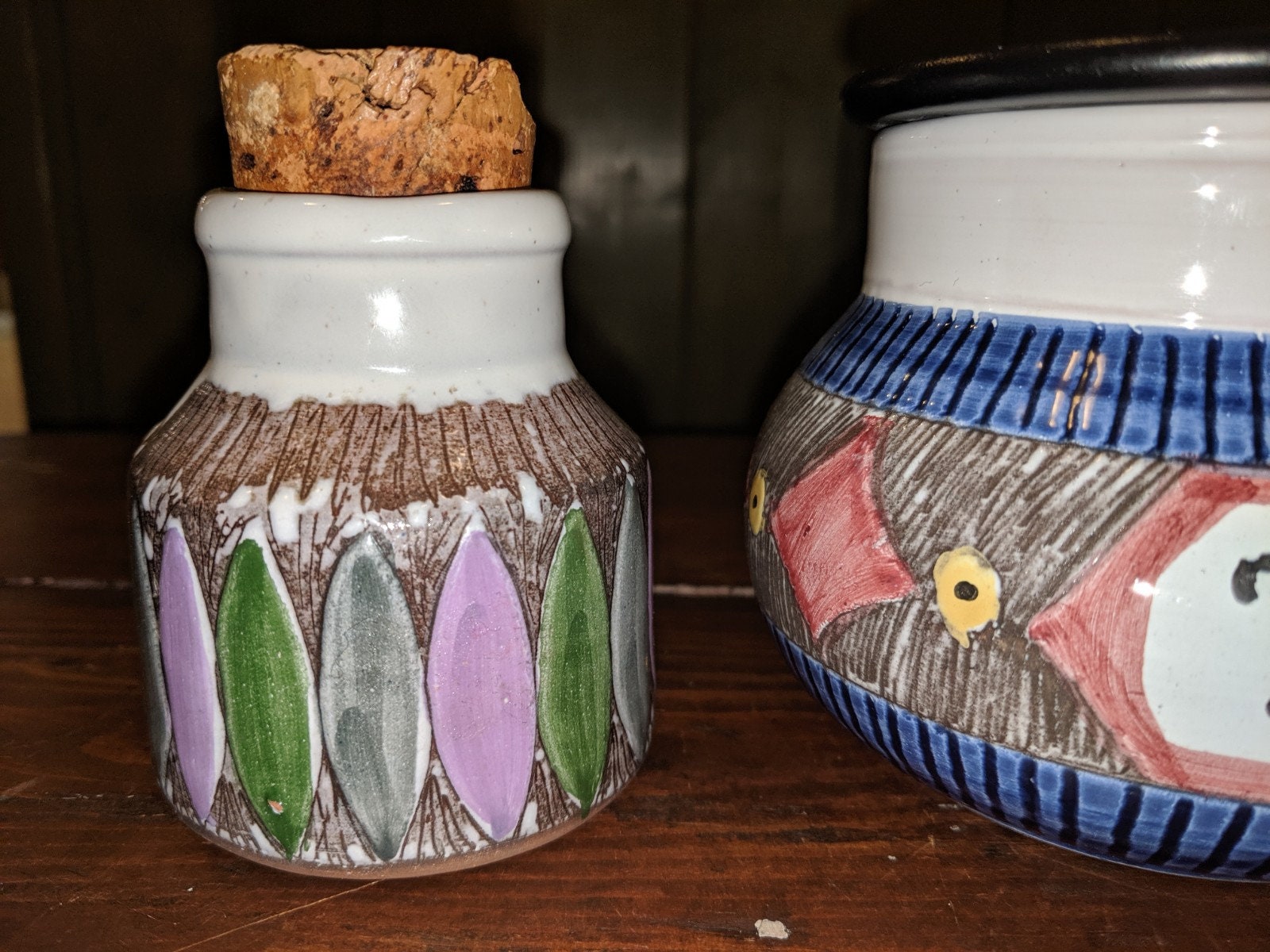 Vintage Spice Jars/tobak Pot Set Laholm Sweden Scandinavian Pottery Jar ...