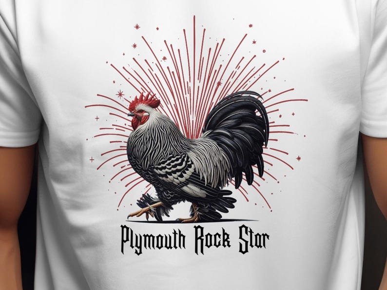 Barred Rock Chicken Plymouth Rock Star Shirt With Fireworks Retro Vibe ...
