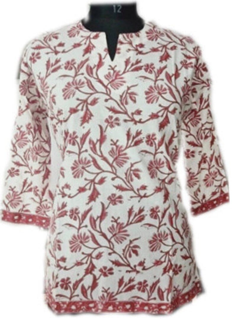 Womens Clothes Block Printed Ladies Tops Tunic Kurti Blouse - Etsy