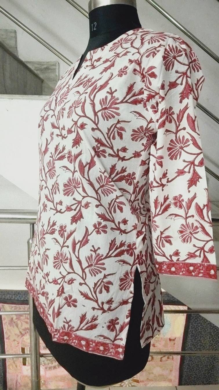 Womens Clothes Block Printed Ladies Tops Tunic Kurti Blouse - Etsy