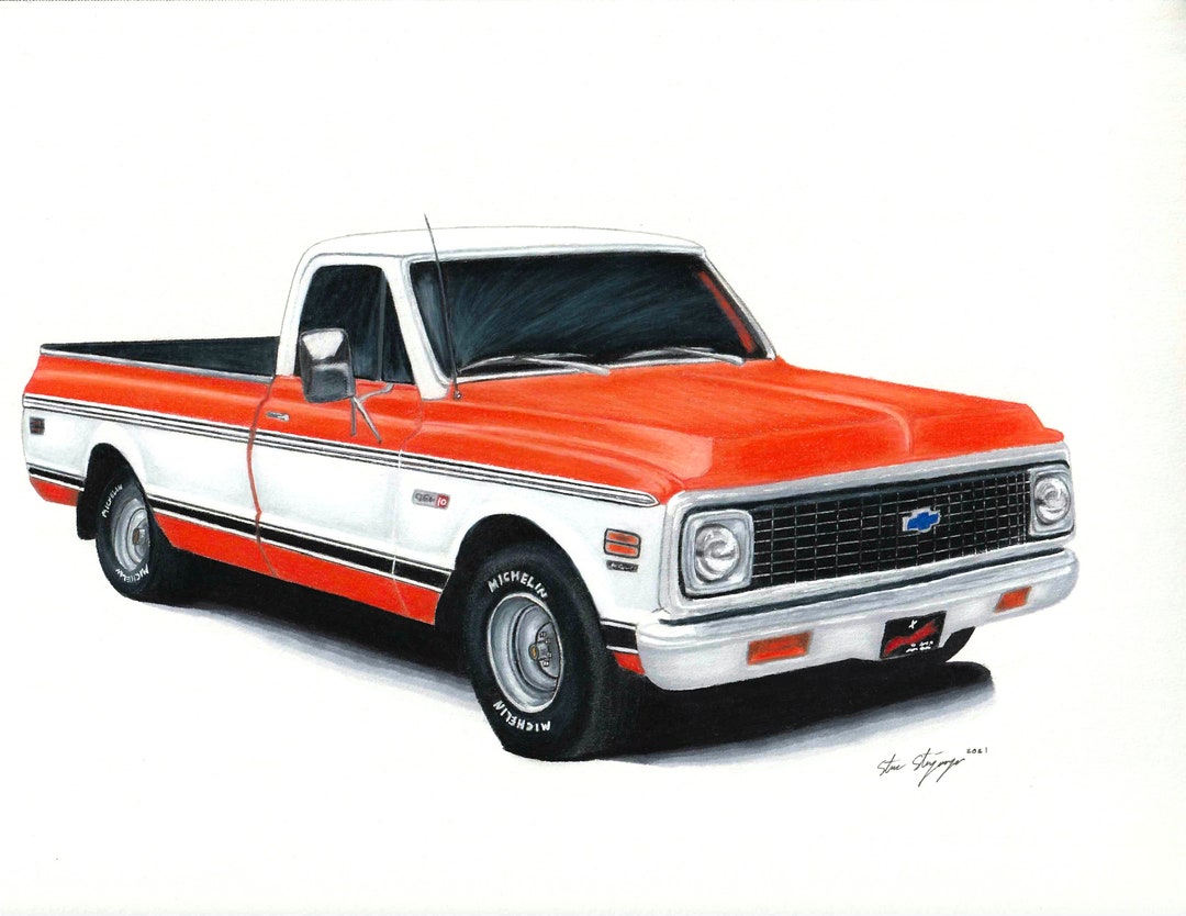 1970s Chevy Cheyenne - Colored Pencil Print - Etsy