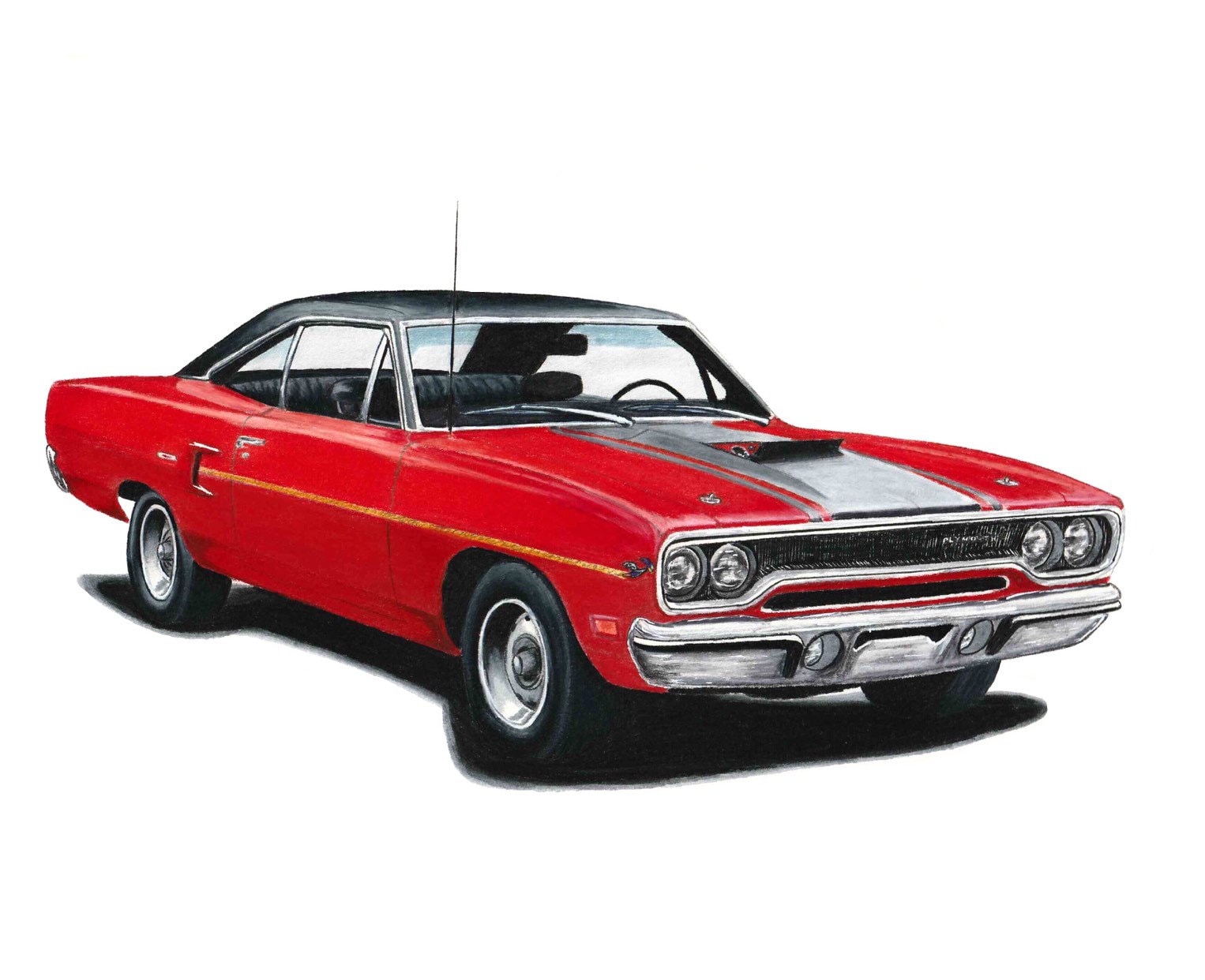 70 Plymouth Roadrunner Colored Pencil Drawing Print - Etsy