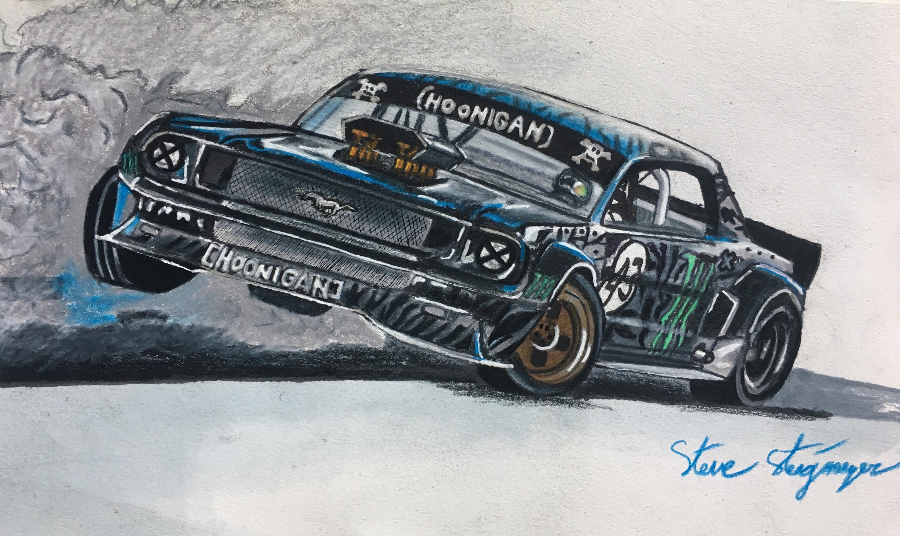 Ken Block's 1965 Ford Mustang Drawing - the Hoonicorn - Etsy