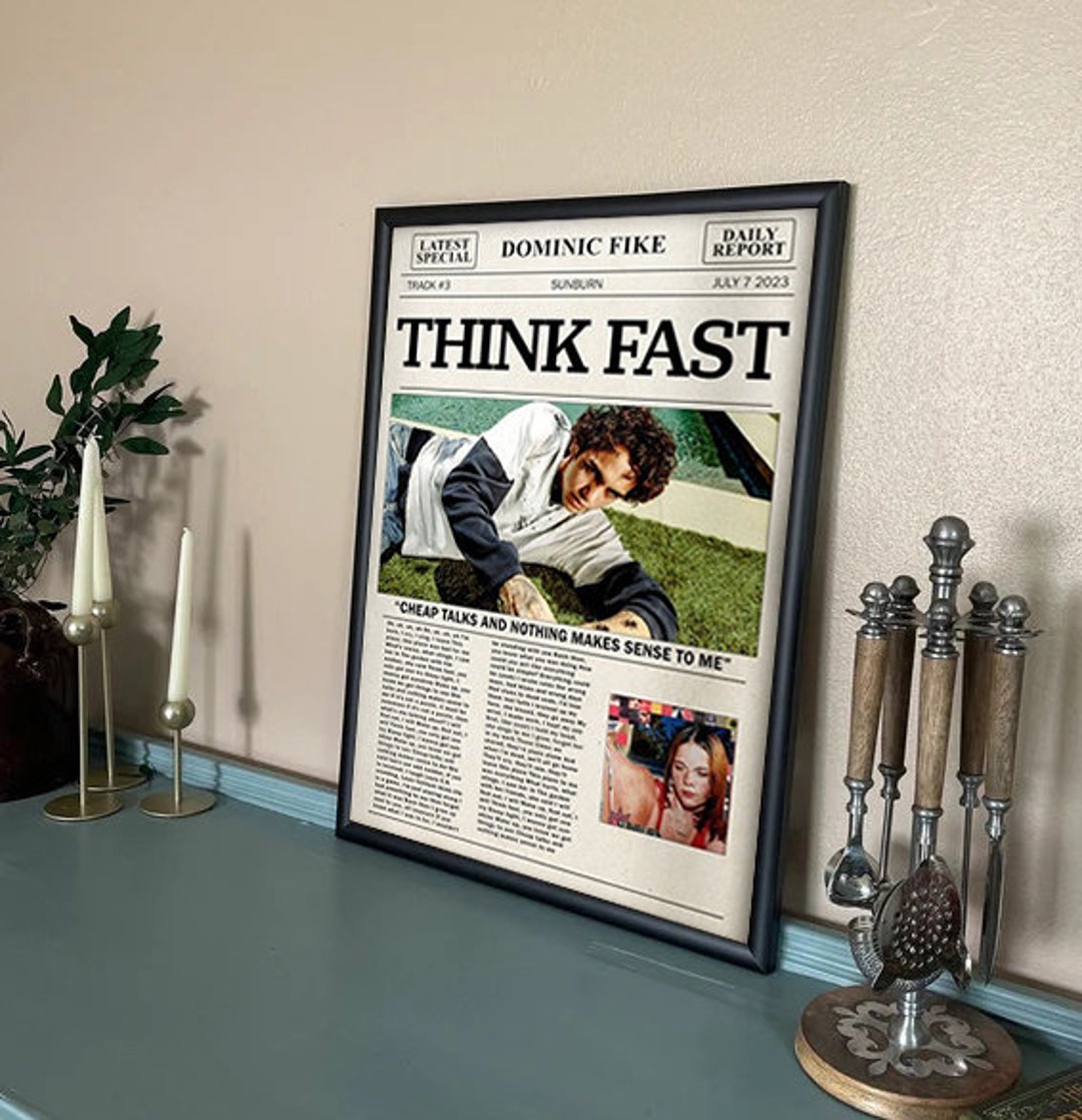 Dominic Fike Retro Newspaper Poster Think Fast Lyric Print - Etsy