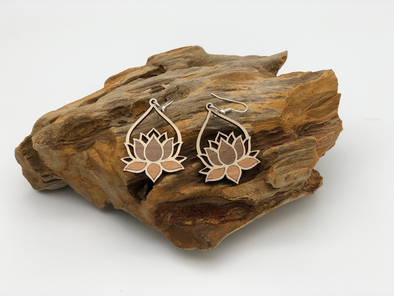 Inlaid Lotus Earrings SVG Vector Pattern for Laser Cutting - Etsy