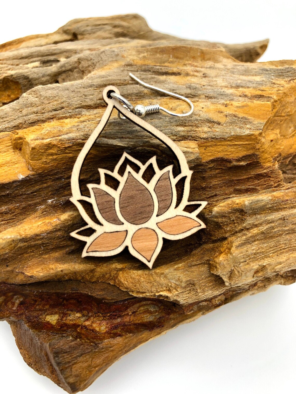Inlaid Lotus Earrings SVG Vector Pattern for Laser Cutting - Etsy