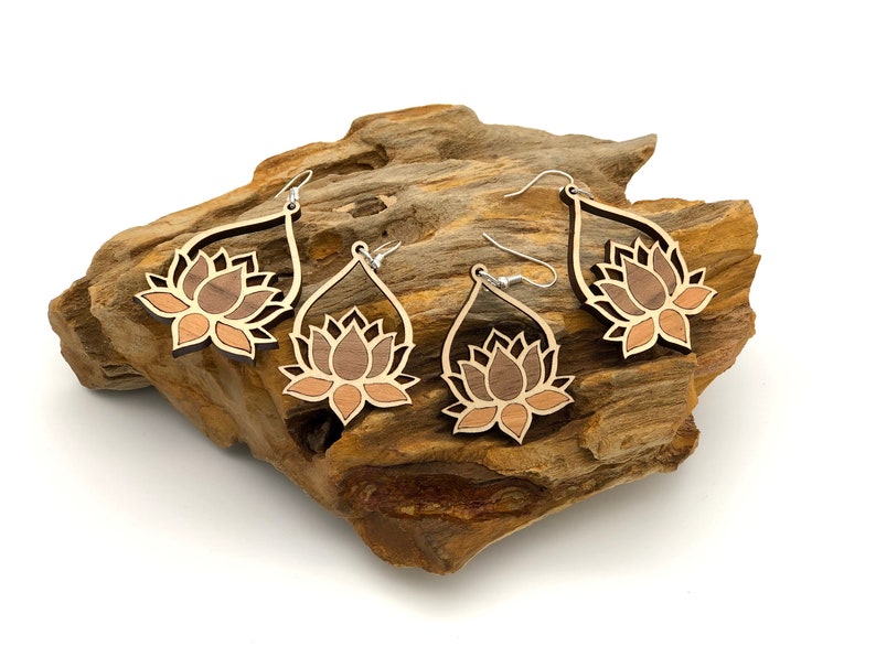 Inlaid Lotus Earrings SVG Vector Pattern for Laser Cutting - Etsy