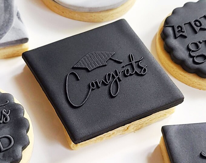 Congrats Graduation Grad Cookie Fondant Embosser Stamp Cookie Stamp ...