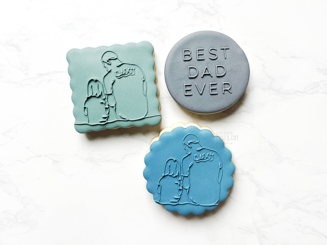 Father and Daughter Lineart Fondant Embosser Stamp Dad Cookie Stamp ...