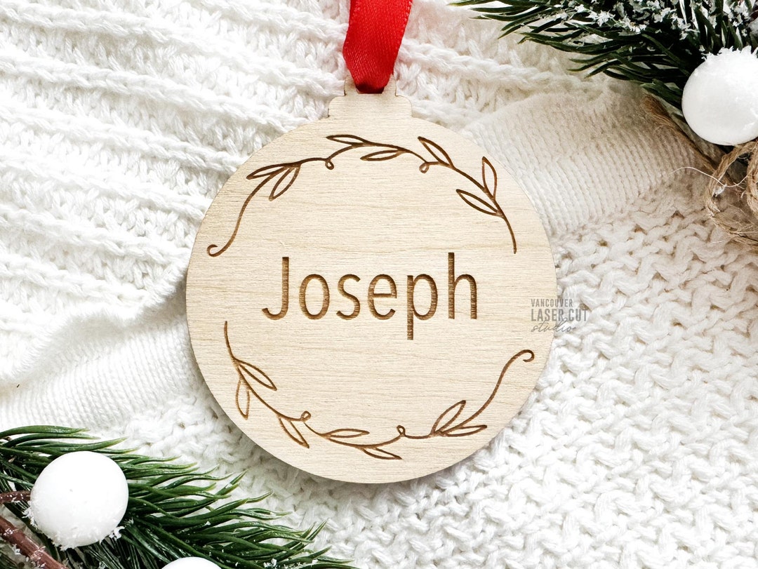 Name Script Ornament - Engraved Wood or Mirrored Acrylic Christmas ...