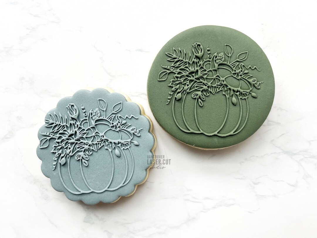 Flowers Pumpkin Fondant Embosser Stamp Autumn Stamp Fall Thanksgiving ...