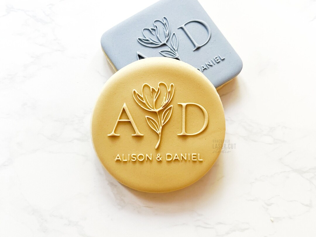 Custom Initials and Names Flower Fondant Embosser Stamp - Wedding Stamp ...