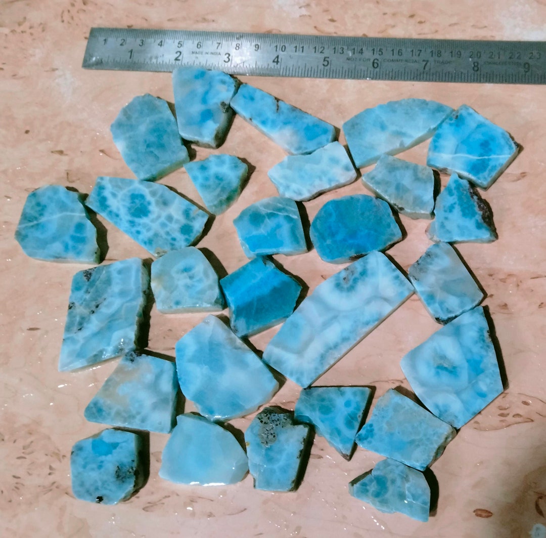 100% Natural Larimar Slabs, Unpolished Larimar Slabs Cabochons, Larimar ...