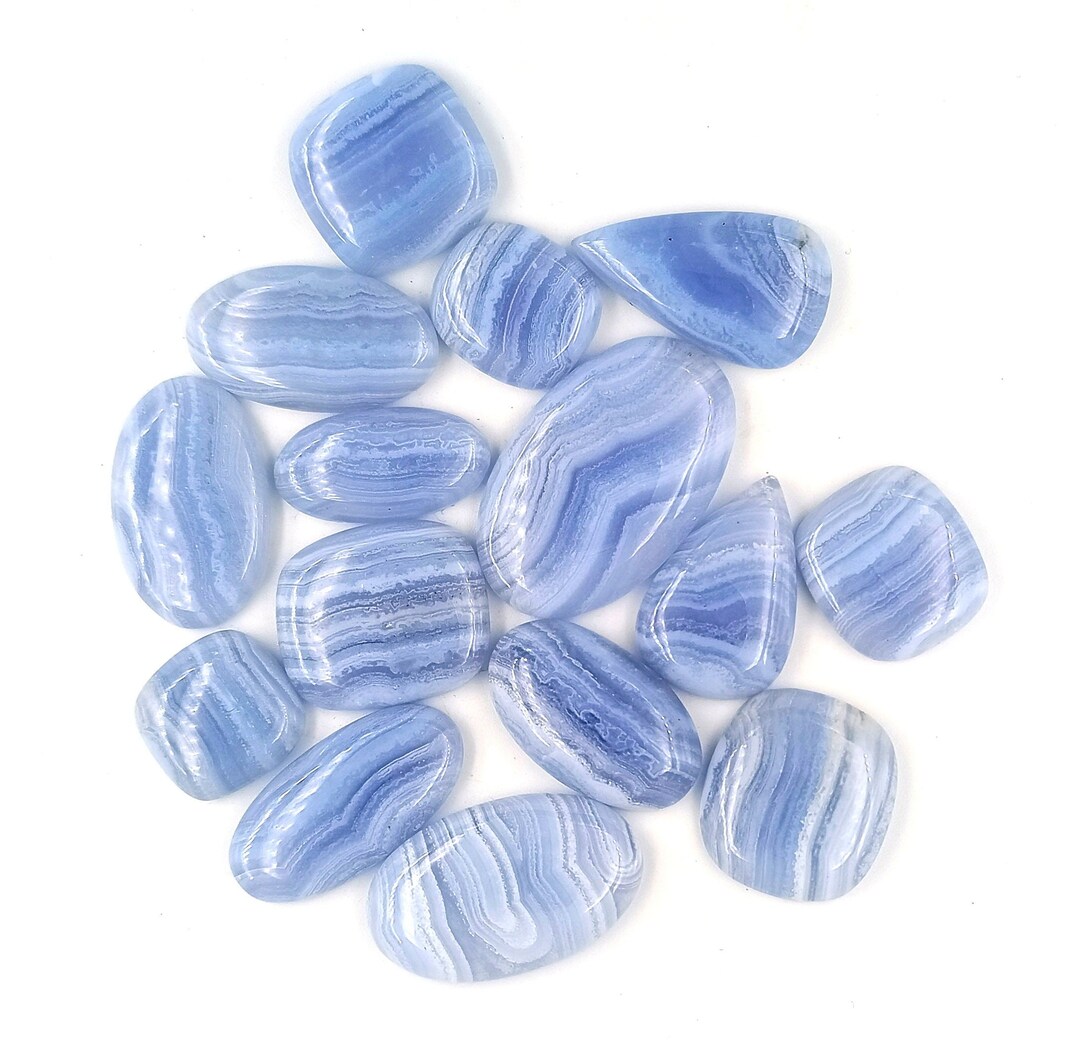 Blue Lace Agate Loose Cabochon, Blue Lace Agate Wholesale Lot, Blue ...