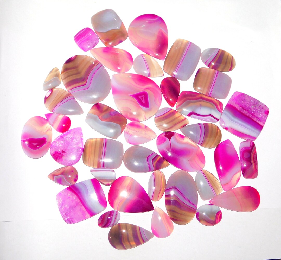 Onyx Cabochon'' Dyed Pink Banded Onyx Loose Stone. Natural Onyx ...