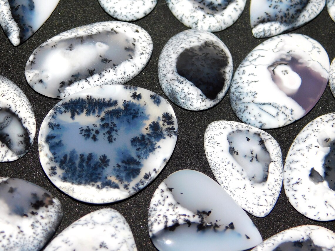 NATURAL White Dendrite Opal Cabochonwire Wraping Dendrite - Etsy