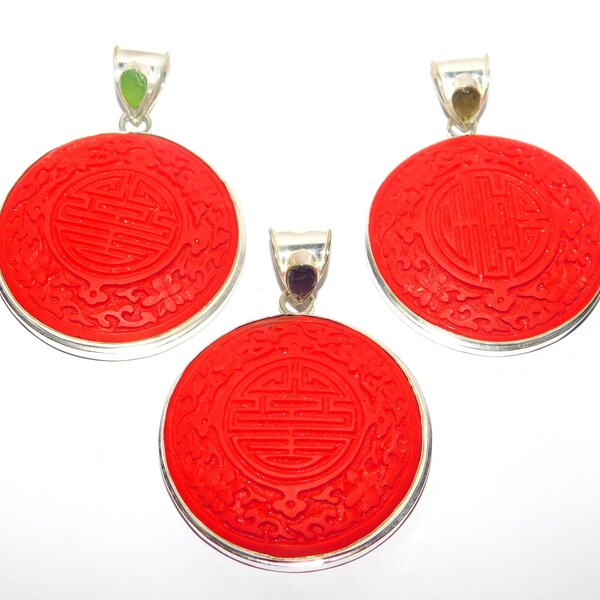 Cinnabar Pendant - Etsy