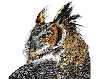 Owl Ink Drawing | Etsy