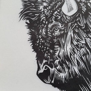 Bison Print Handmade Linocut Print - Etsy