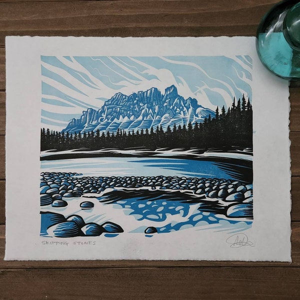 Mountain Linocut - Etsy