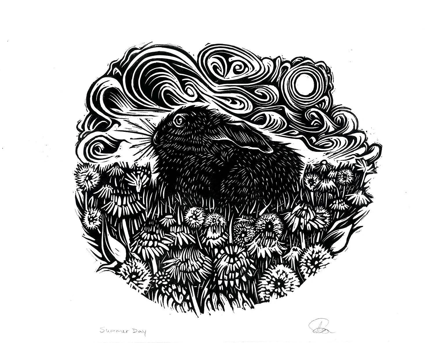 Rabbit Art Handmade Linocut Print - Etsy