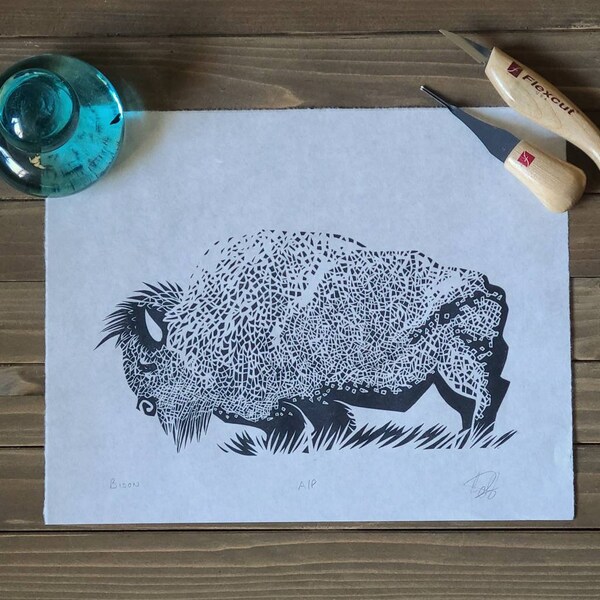 Bison Print - Etsy