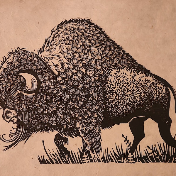 Bison Print - Etsy