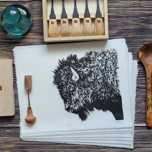 Bison Print Handmade Linocut Print - Etsy Canada