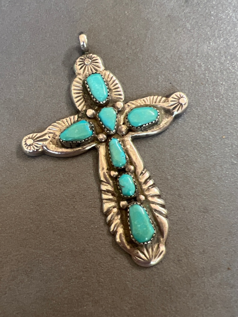 Horace Iule Zuni Sterling Turquoise Cross - Etsy