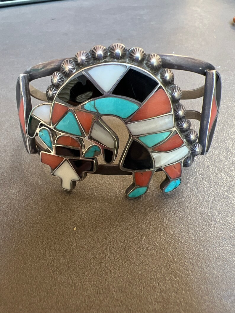 Vintage Zuni Rainbow Man Inlay Cuff - Etsy