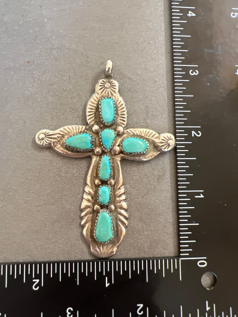 Horace Iule Zuni Sterling Turquoise Cross - Etsy