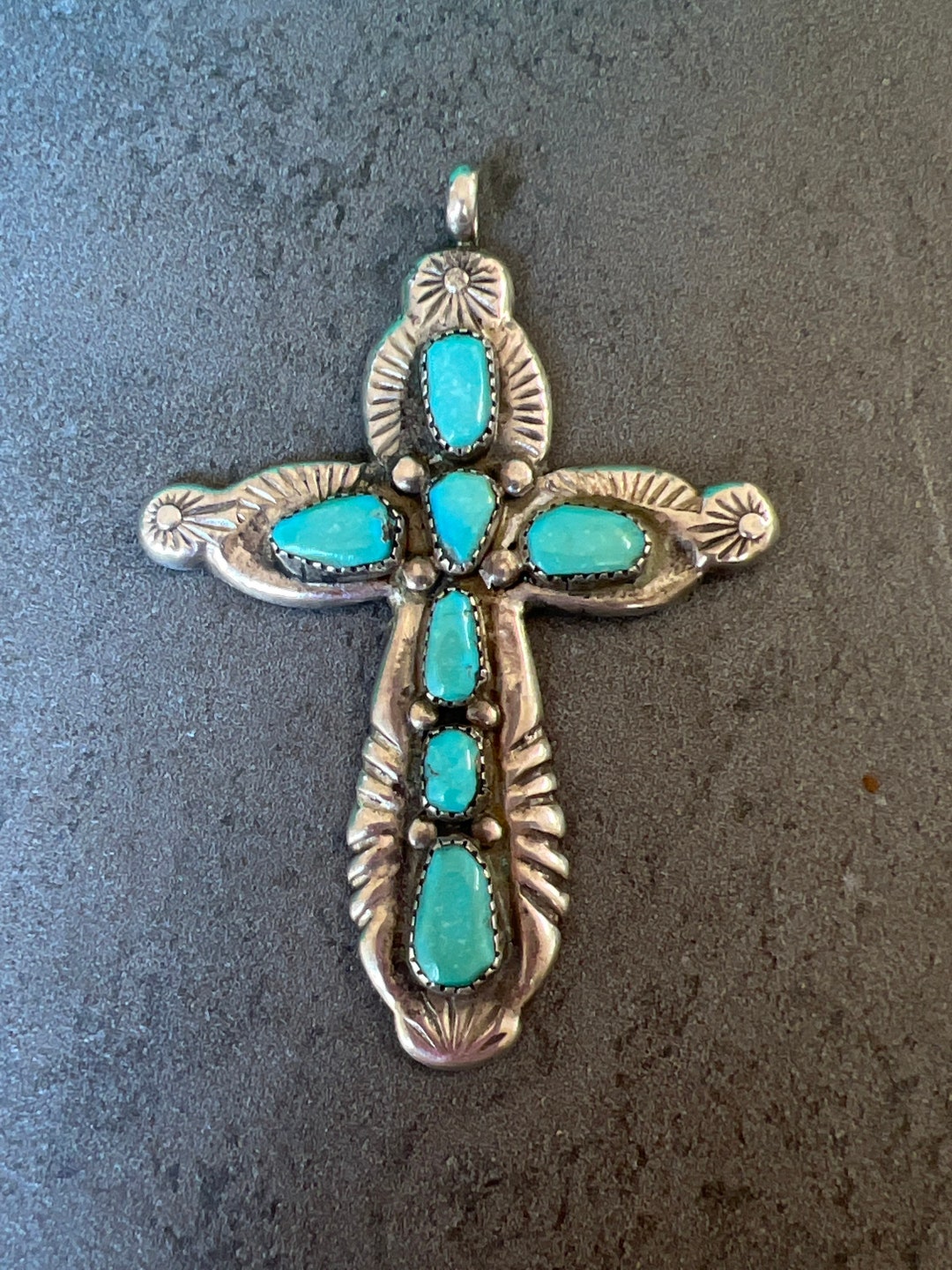 Horace Iule Zuni Sterling Turquoise Cross - Etsy