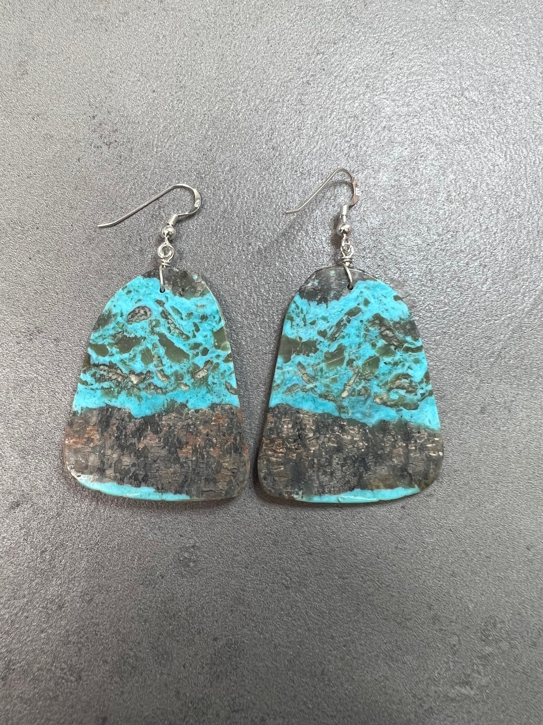 Santo Domingo Sterling Turquoise Slab Earrings - Etsy
