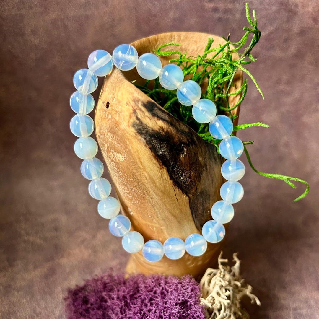 Opalite Beaded Bracelet, Opalescent Glass Bracelet, 8mm, Choose Your ...