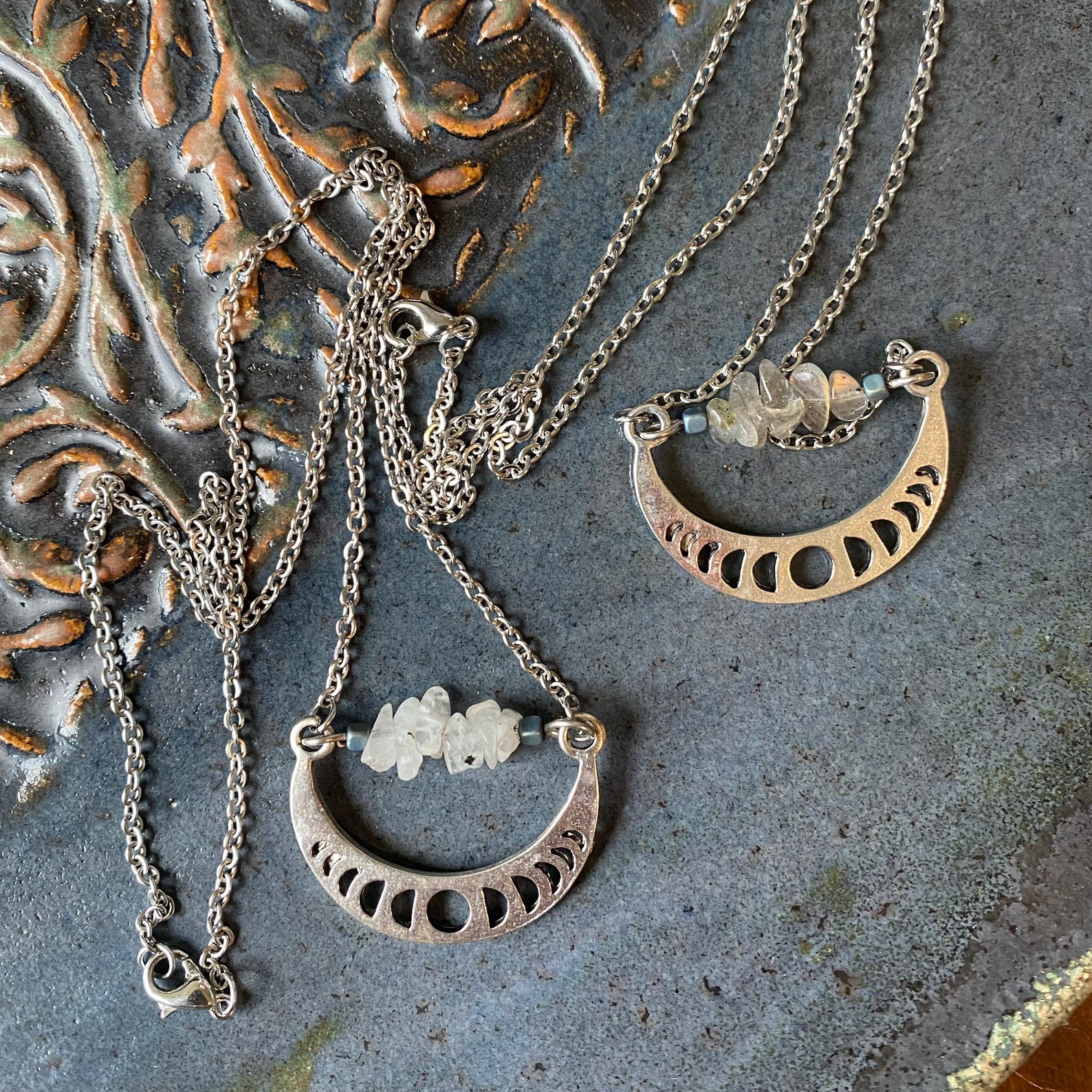 Moon Phase Necklace - Silver - Etsy