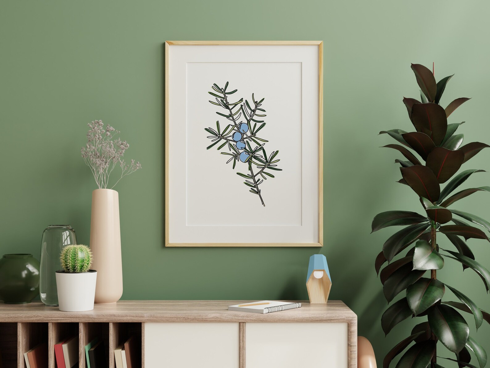 Digital Wall Art, Juniper Sprig, Berries, Botanical, Line Art, Gift - Etsy