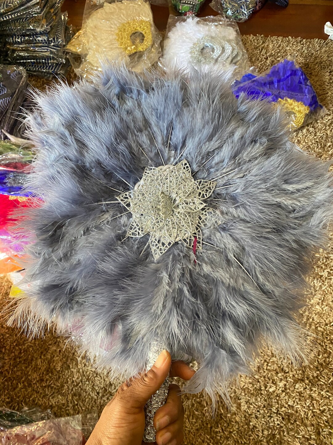 African Hand Feathers Fan for Weddings , All Occasions - Etsy