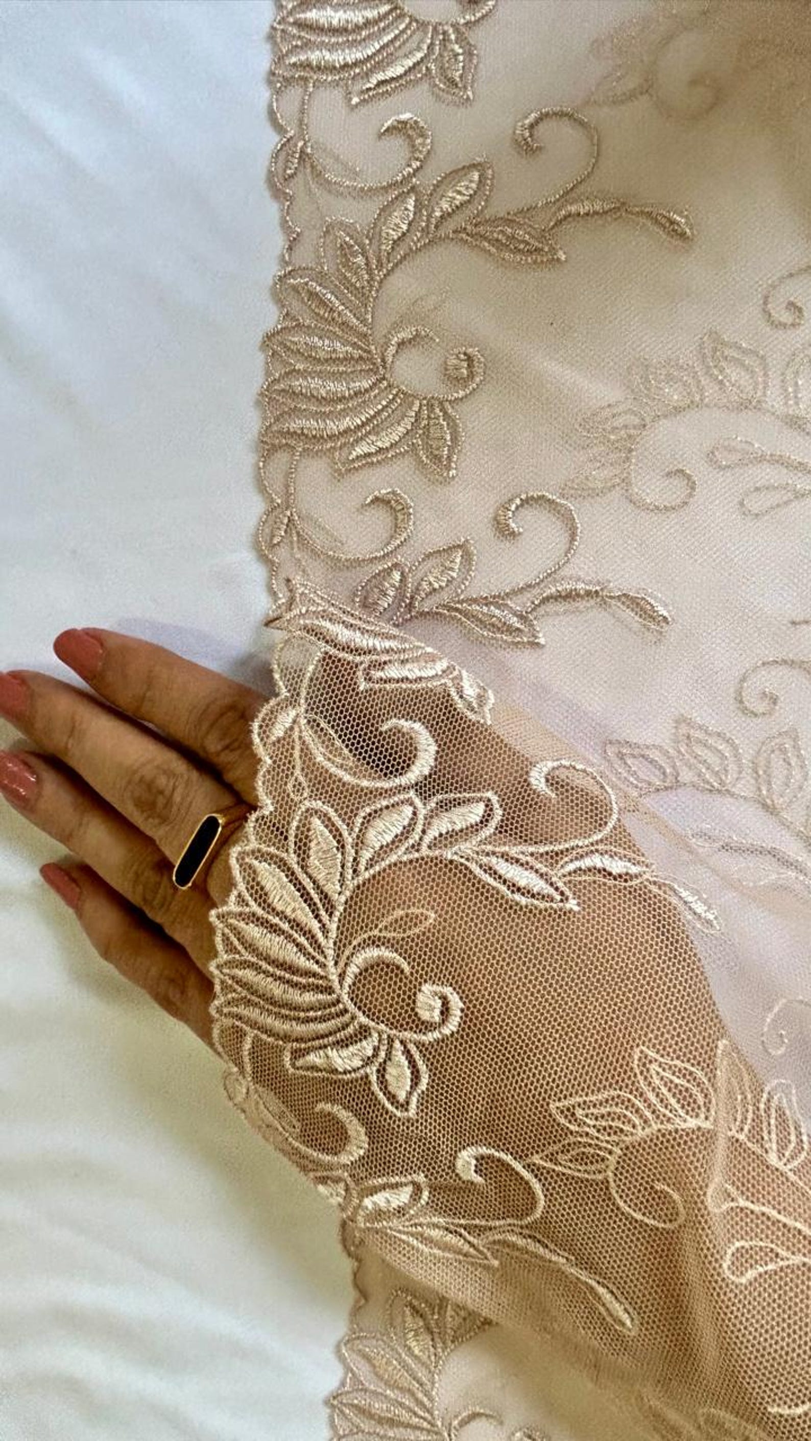 Exquisite Brown Lace on Soft Net Material With Both Side Floral Self ...