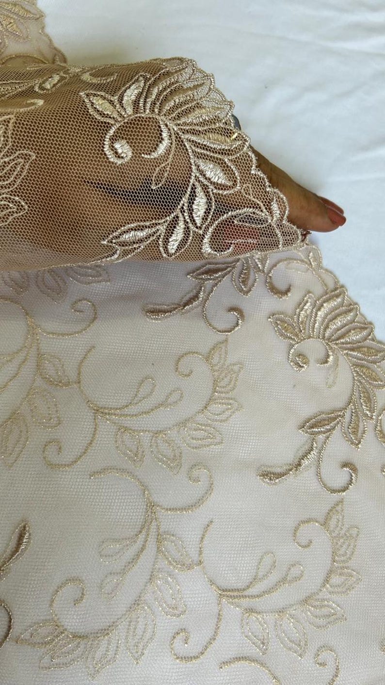 Exquisite Brown Lace on Soft Net Material With Both Side Floral Self ...