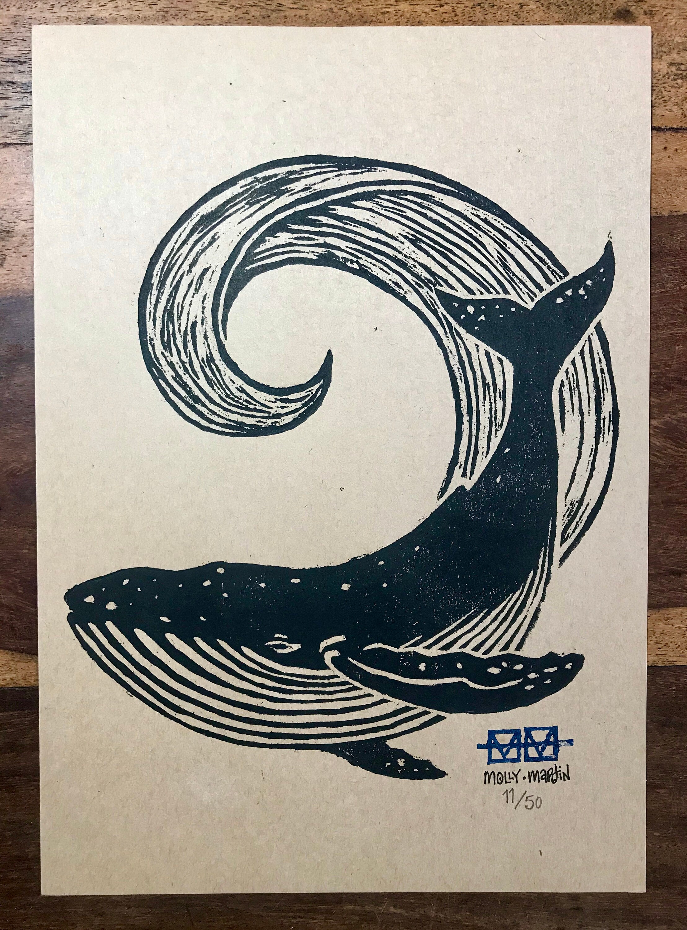 Humpback Whale Woodblock Print - Etsy