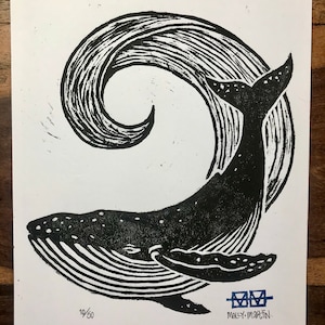 Humpback Whale Woodblock Print - Etsy