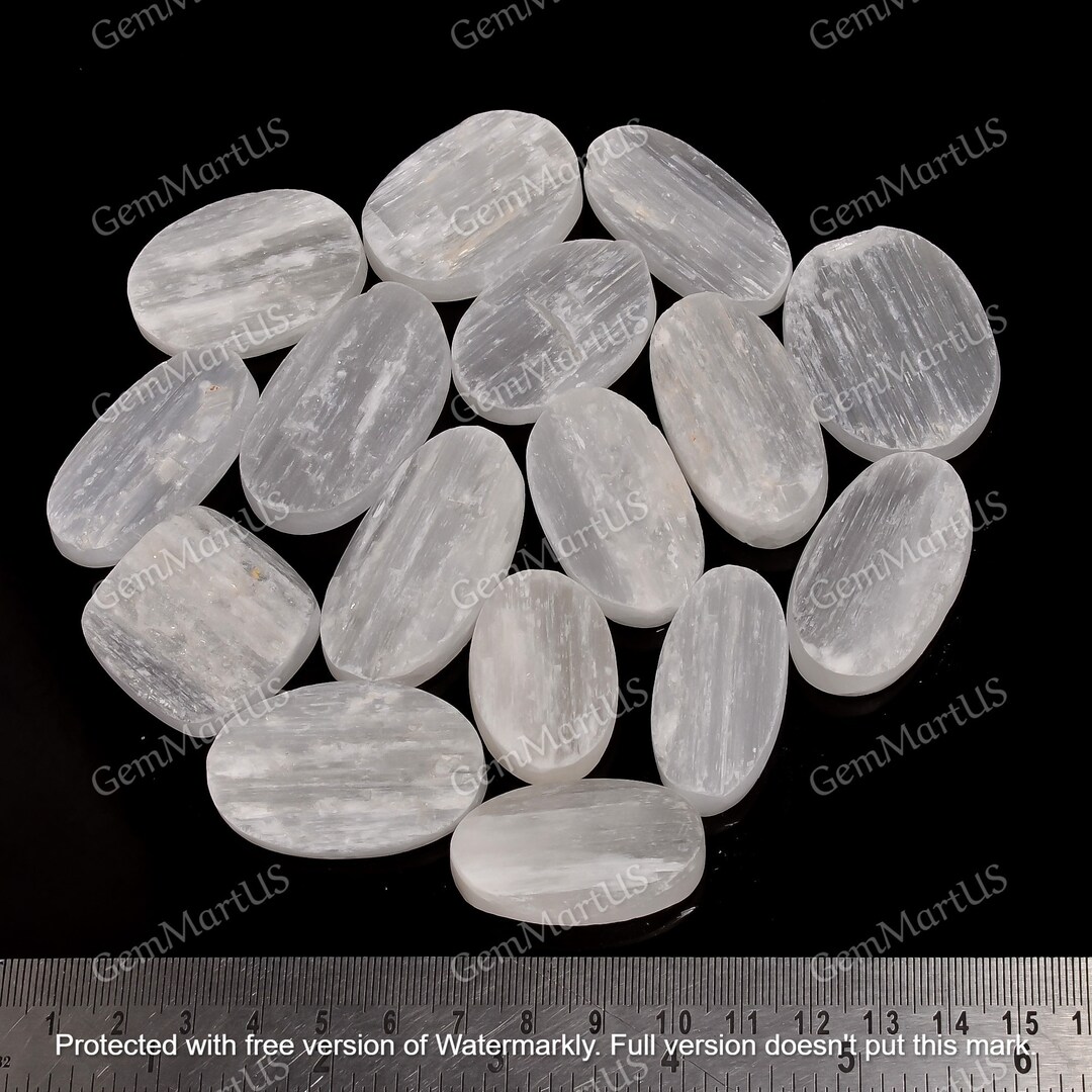 Raw Selenite Crystals Hand Cut in Multiple Shapes One Side Flat Stone ...