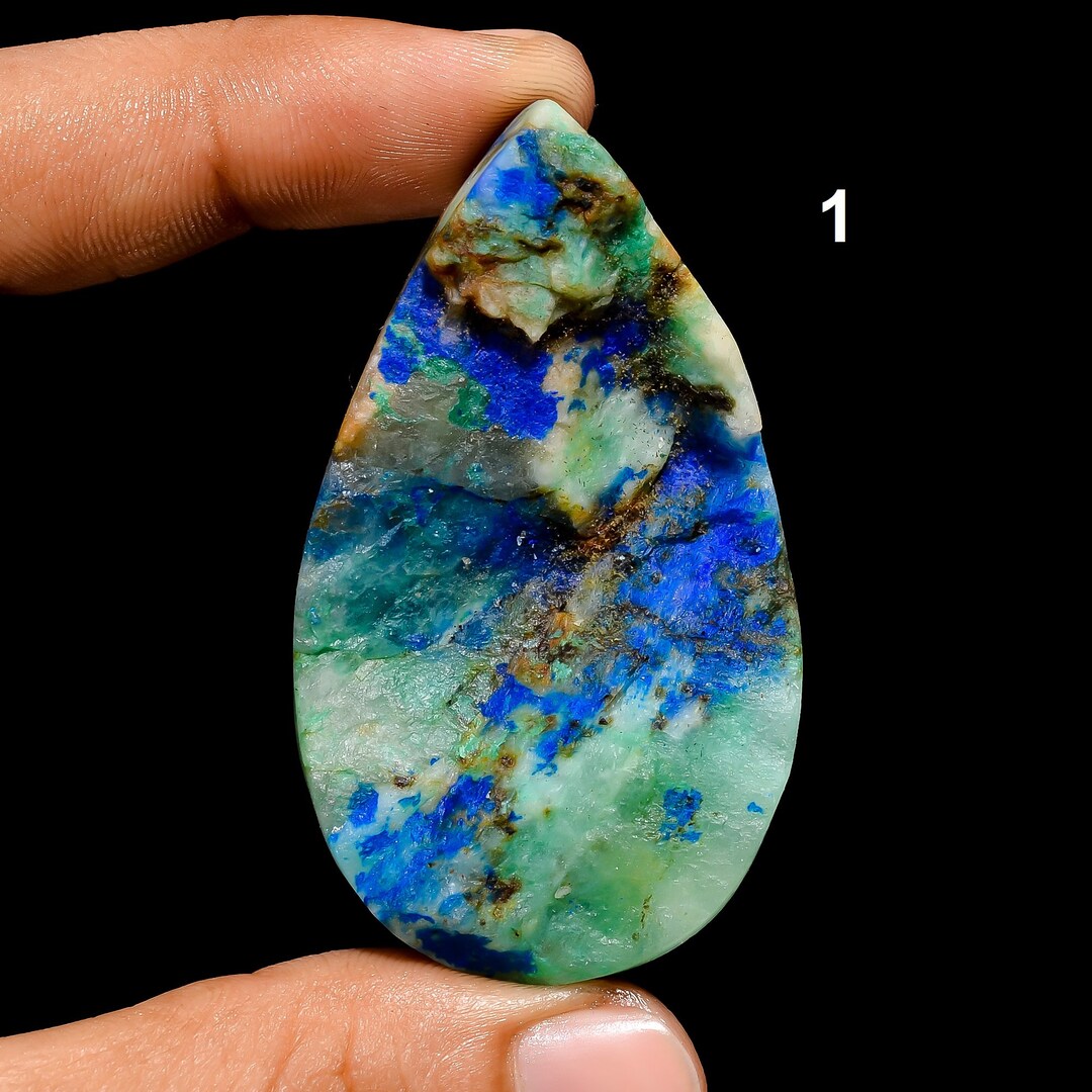 Natural Azurite Malachite Flat Back Crystal Oval Teardrop Cushion Cut ...