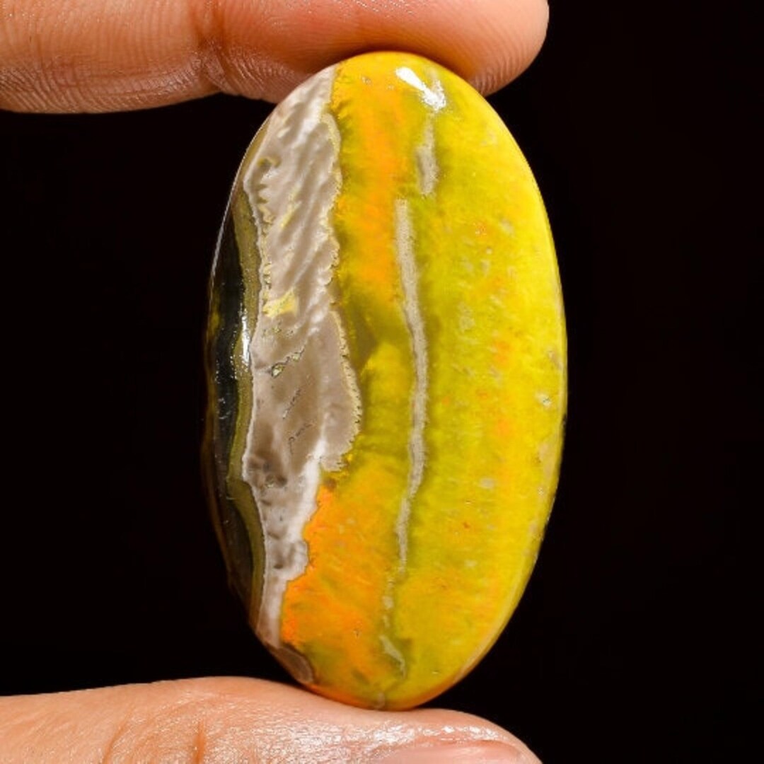 Natural Bumble Bee Gemstone Yellow Cabochon Flatback Healing Crystal ...