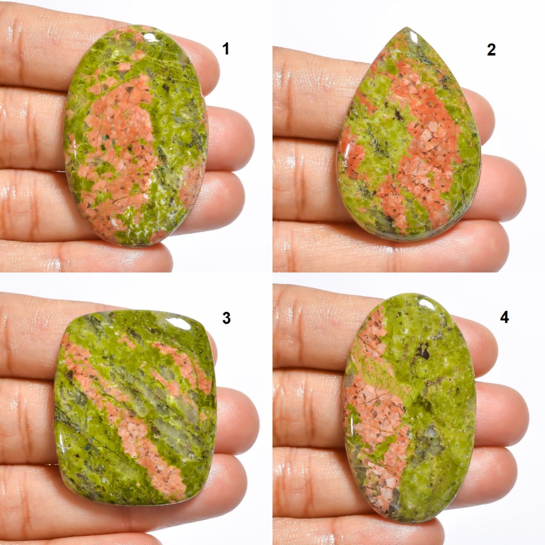 Natural Unakite Jasper Cabochon Green Unakite Stone Smooth Polished ...