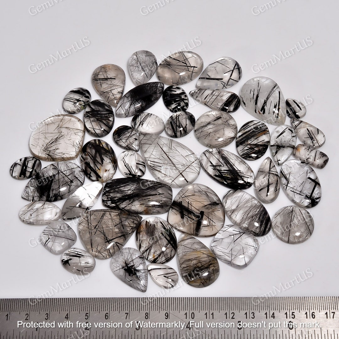 Beautiful Black Rutile Wholesale Cabochon Lot | Mixed Shape Rutilated ...