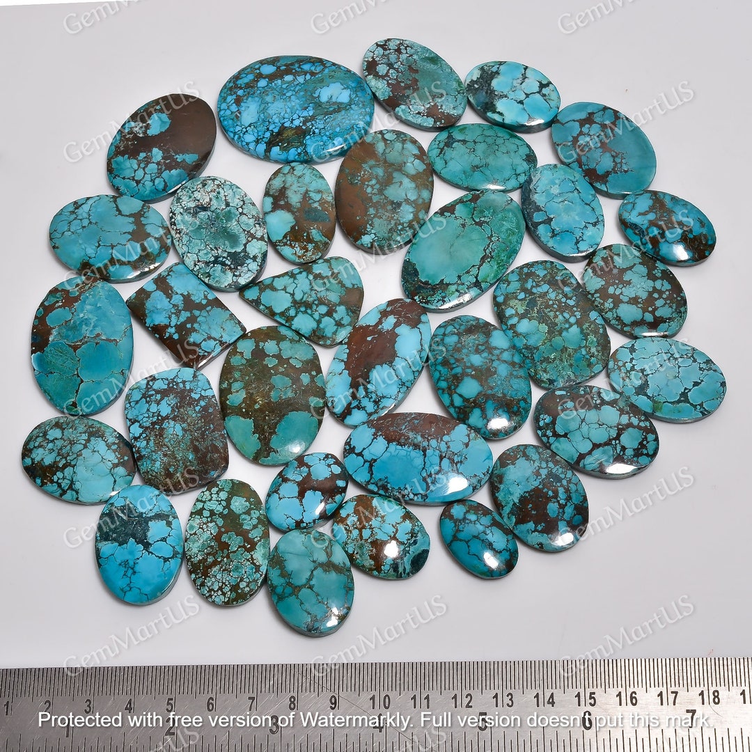 Rare Magnesite Turquoise Smooth Cabochon, Blue Turquoise Gemstone Lot ...