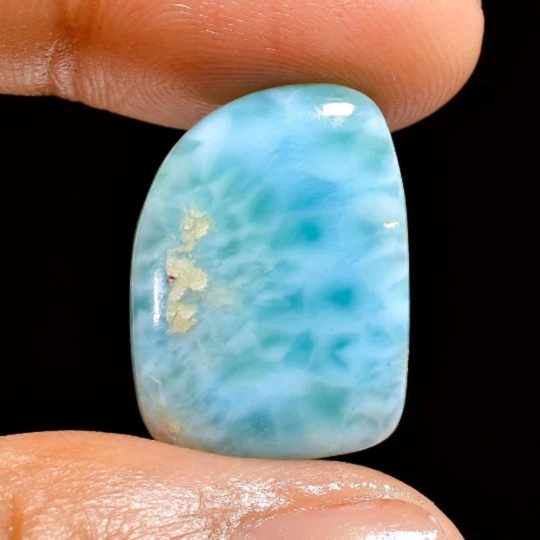 Natural Larimar Gemstone Pectolite Stone Cabochon Sky Blue Larimar Pectolite Wire Wrap Larimar ...