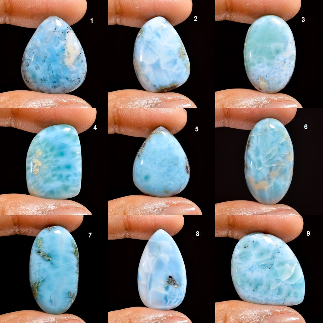Natural Larimar Gemstone Pectolite Stone Cabochon Sky Blue Larimar ...
