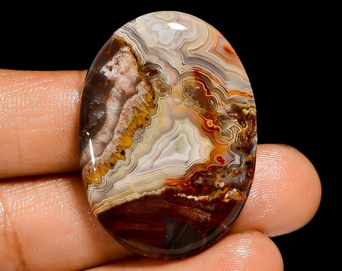Natural Crazy Lace Agate Cabochon Flat Back Gemstone Hand Polish Agate ...